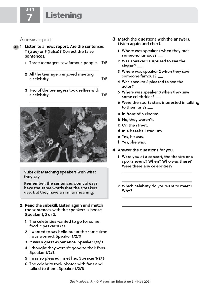 GI A1PLUS U7 Listening | PDF