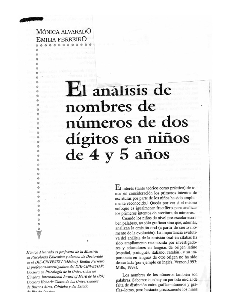 Alvarado El Analisis de Nombres de Numeros de Dos Digitos | PDF