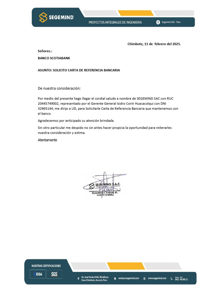 Solicitud de Carta de Referencia Bancaria | PDF