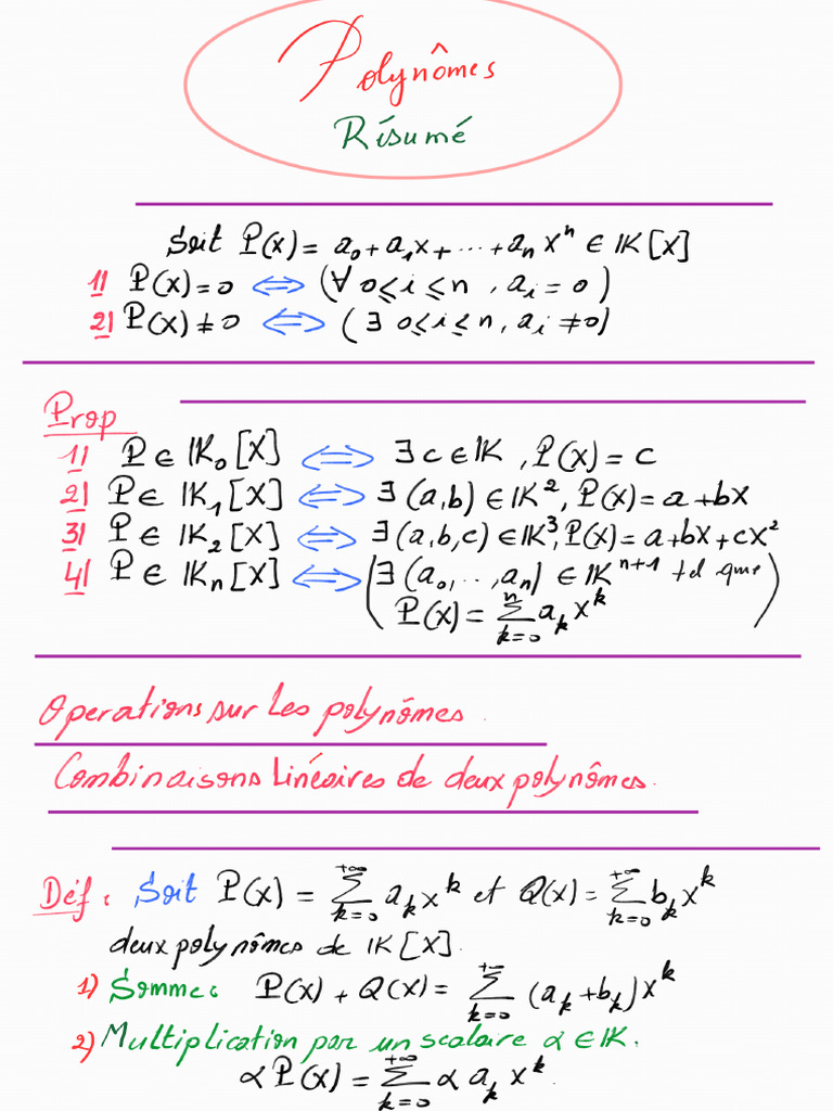 Polynômes - Résumé | PDF