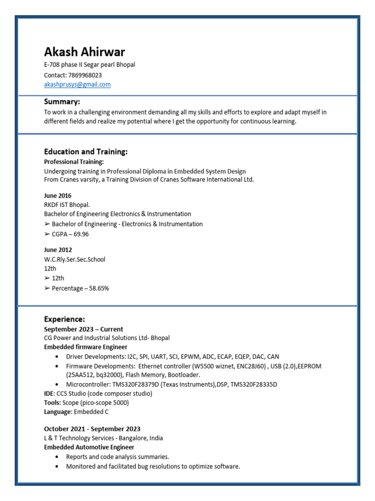 Embedded - Software - Akash Ahirwar | PDF | Embedded System | Computer Programming