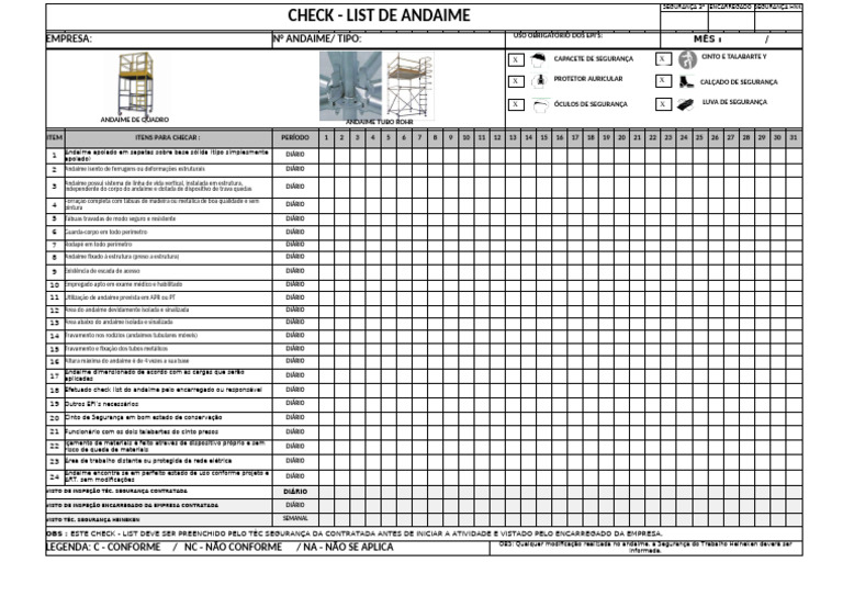 Check List Andaime | PDF | Andaime