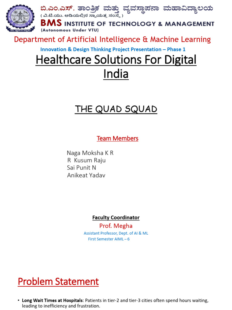Quad Squad Idt PPT Proper | PDF | Health Care | Hospital