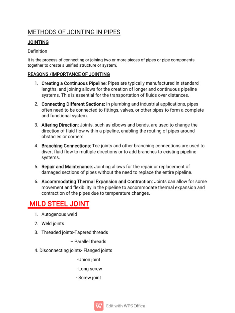 Methods of Jointing in Pipes | PDF | Pipe (Fluid Conveyance) | Soldering