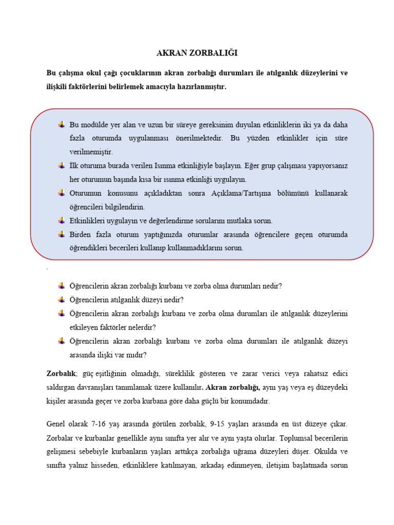 Akran Zorbalığı Etkinlik2 | PDF