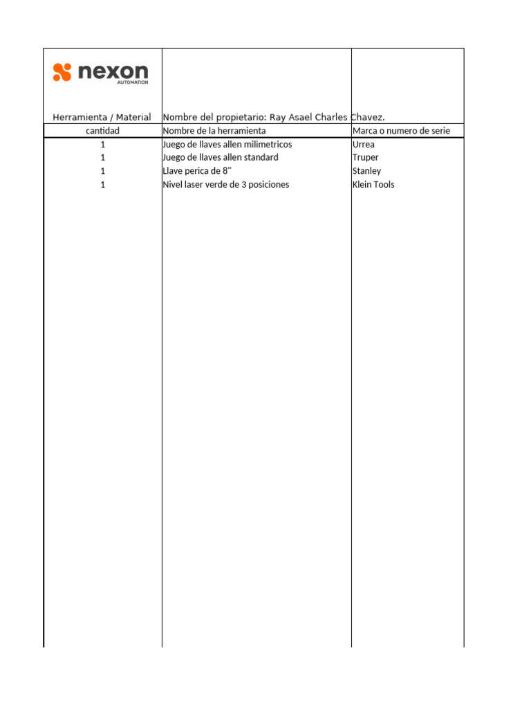 Herramienta Plantilla Nexon | PDF