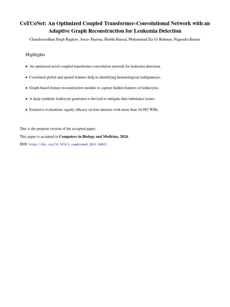 Cotconet: An Optimized Coupled Transformer-Convolutional Network With An Adaptive Graph ...