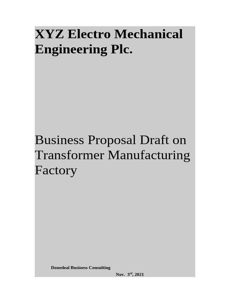 Transformer Manufacturing Business Proposal | PDF | Transformer | Inductor
