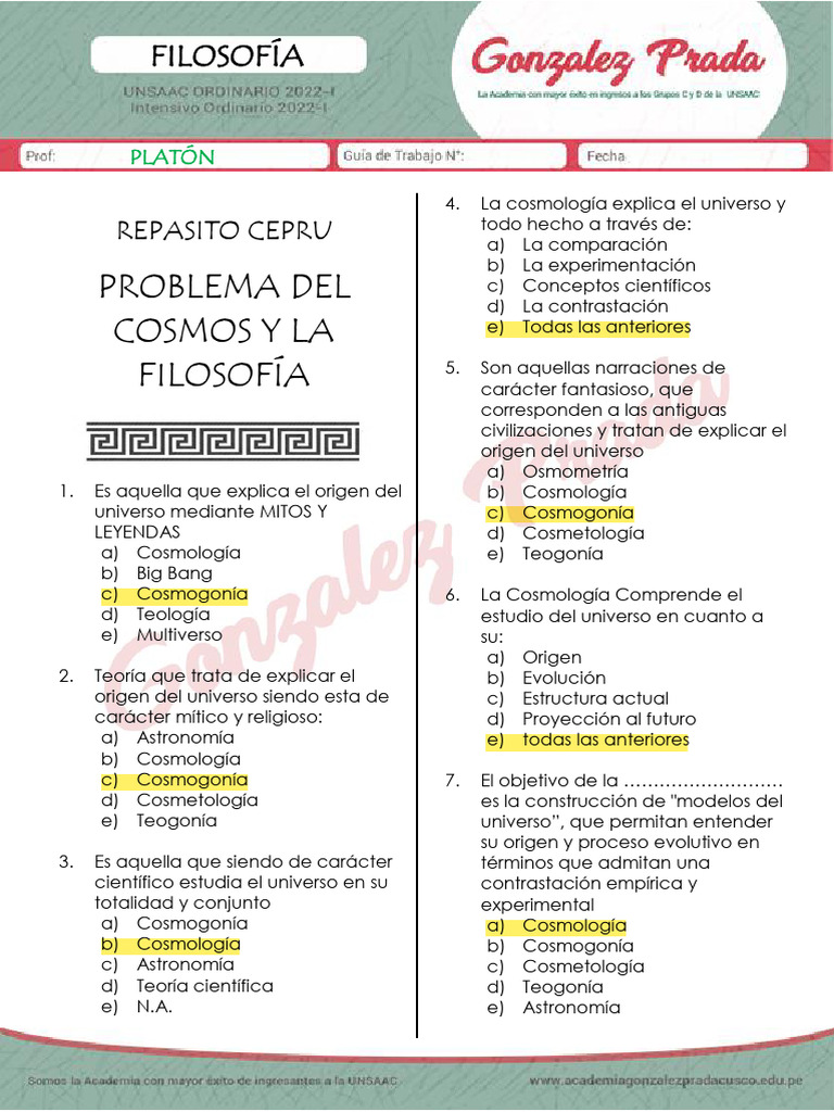 1ER REPASO CEPRU 2022 | PDF | Platón | Tomás de Aquino