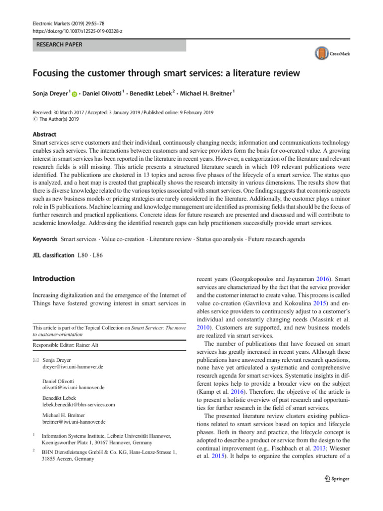 Focusing The Customer Through Smart Services A Lit | PDF | Information ...