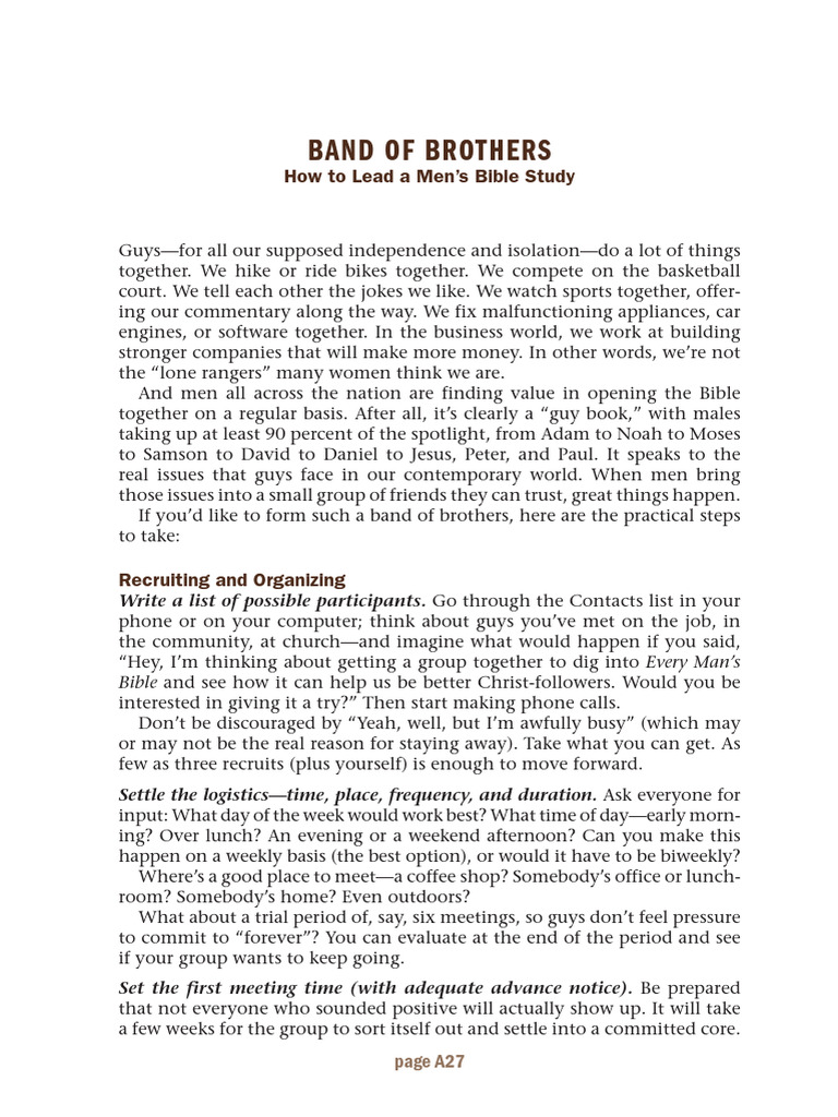 Leading a Men's Bible Study Group | PDF | Bible | Prayer
