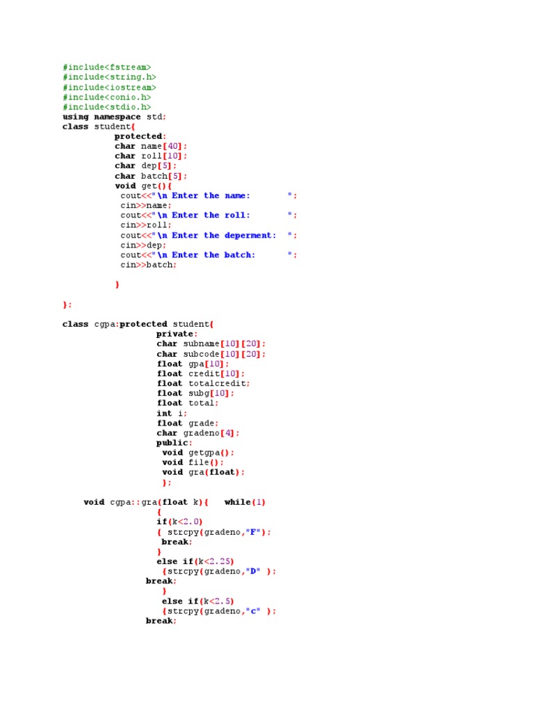 Using Namespace STD Class Student | PDF