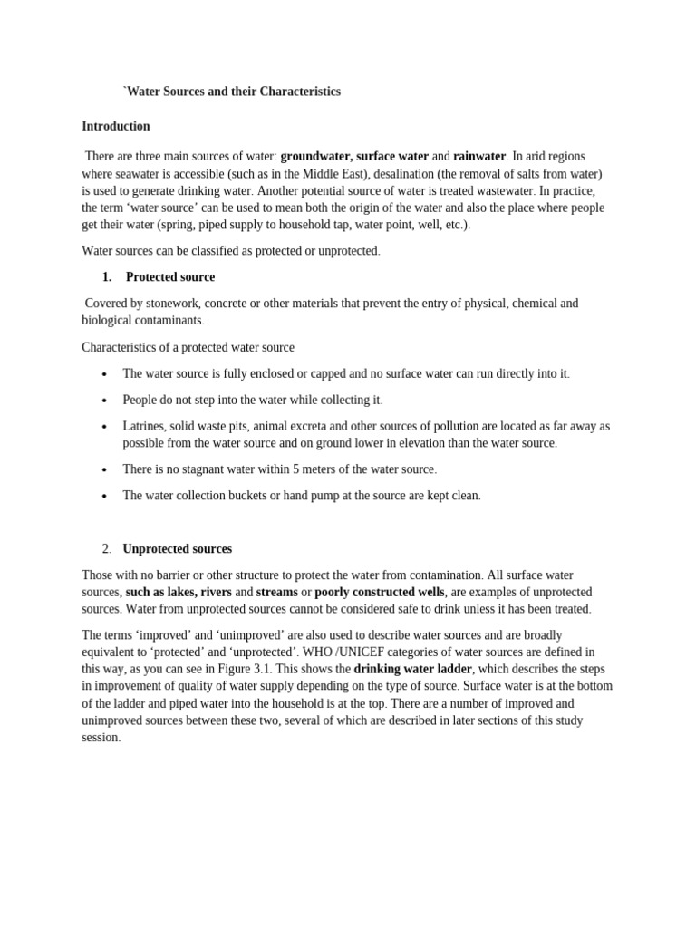 Water Sources$Characteristics | PDF | Aquifer | Water Purification