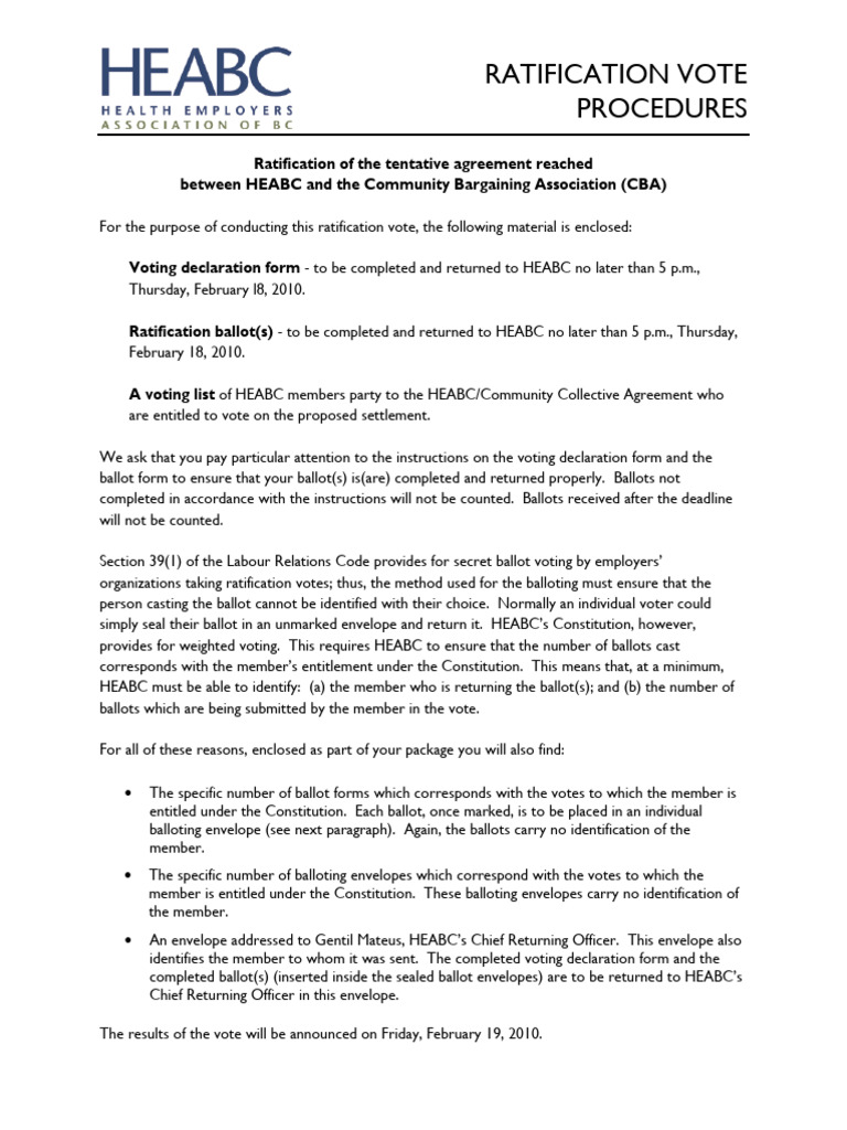 Vote Procedures | PDF | Voting | Ratification