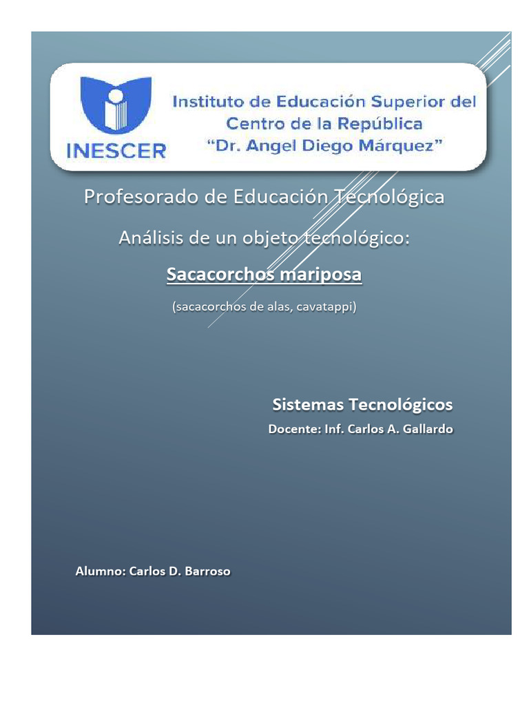 Carlos Barroso - Sistemas Tecnológicos - Sacacorchos Mariposa | PDF | Engranaje | Botella