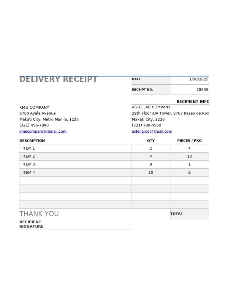 Delivery Receipt | PDF
