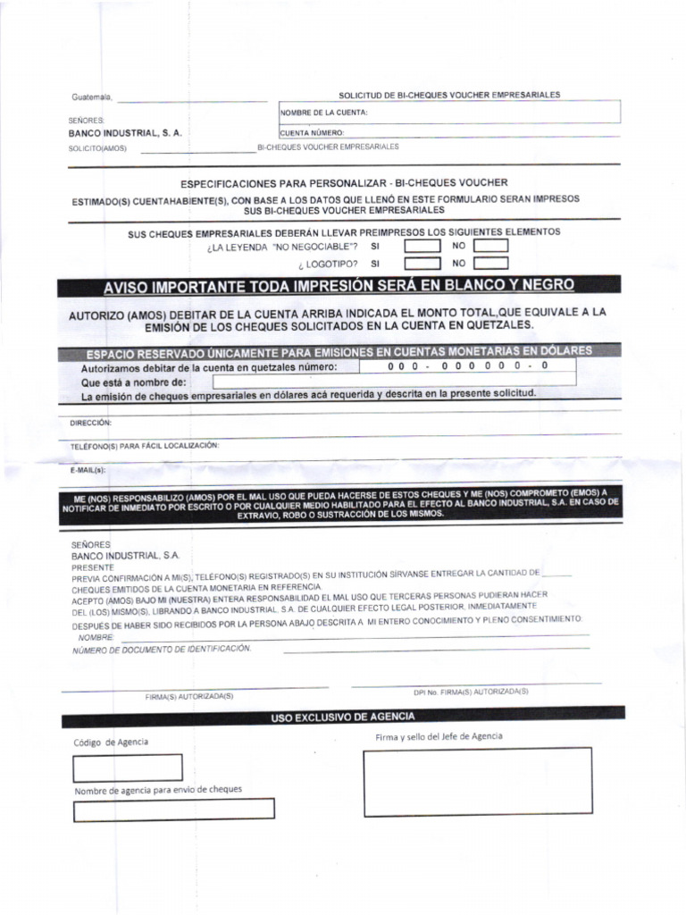 Hoja Solicitud de Cheques Voucher Empresas | PDF