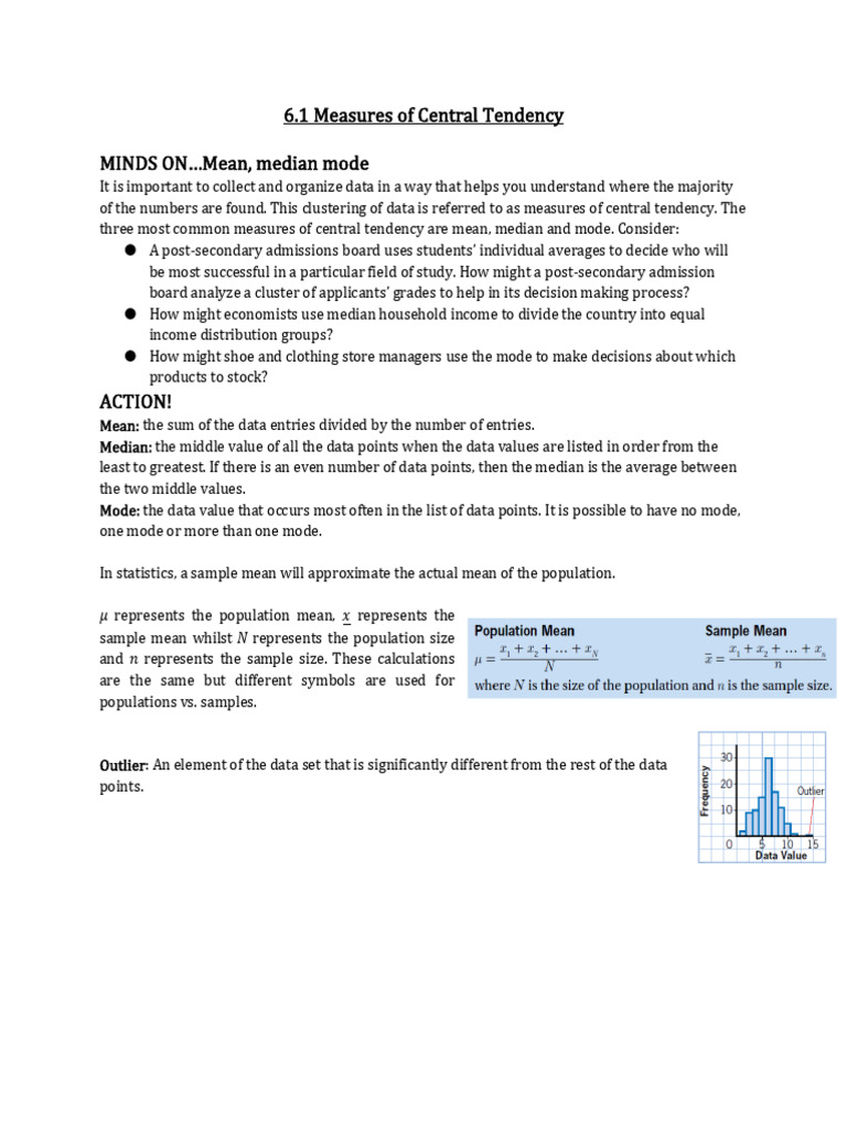 5.1 Measures of Central Tendency - Docx Note | PDF | Mean | Median