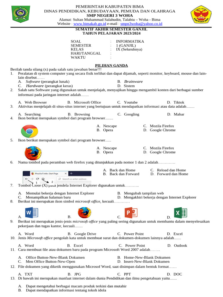 Sas Ganjil Informatika 2023 Kelas Ix | PDF