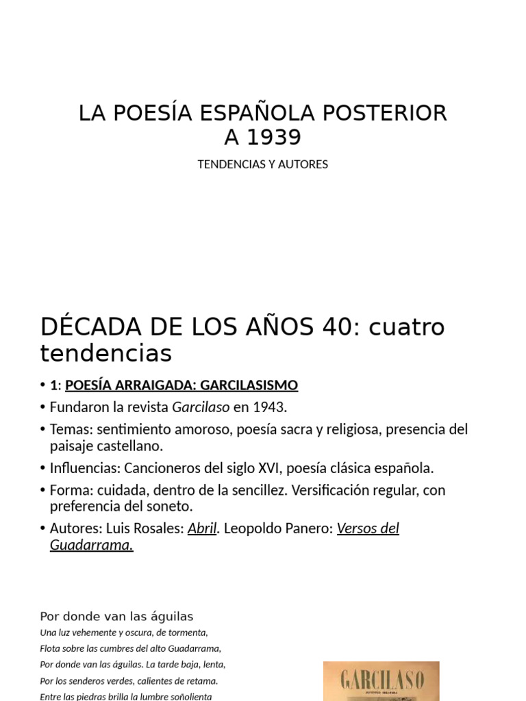 La Poesía Española Posterior A 1936 | PDF | Literatura española | Poesía