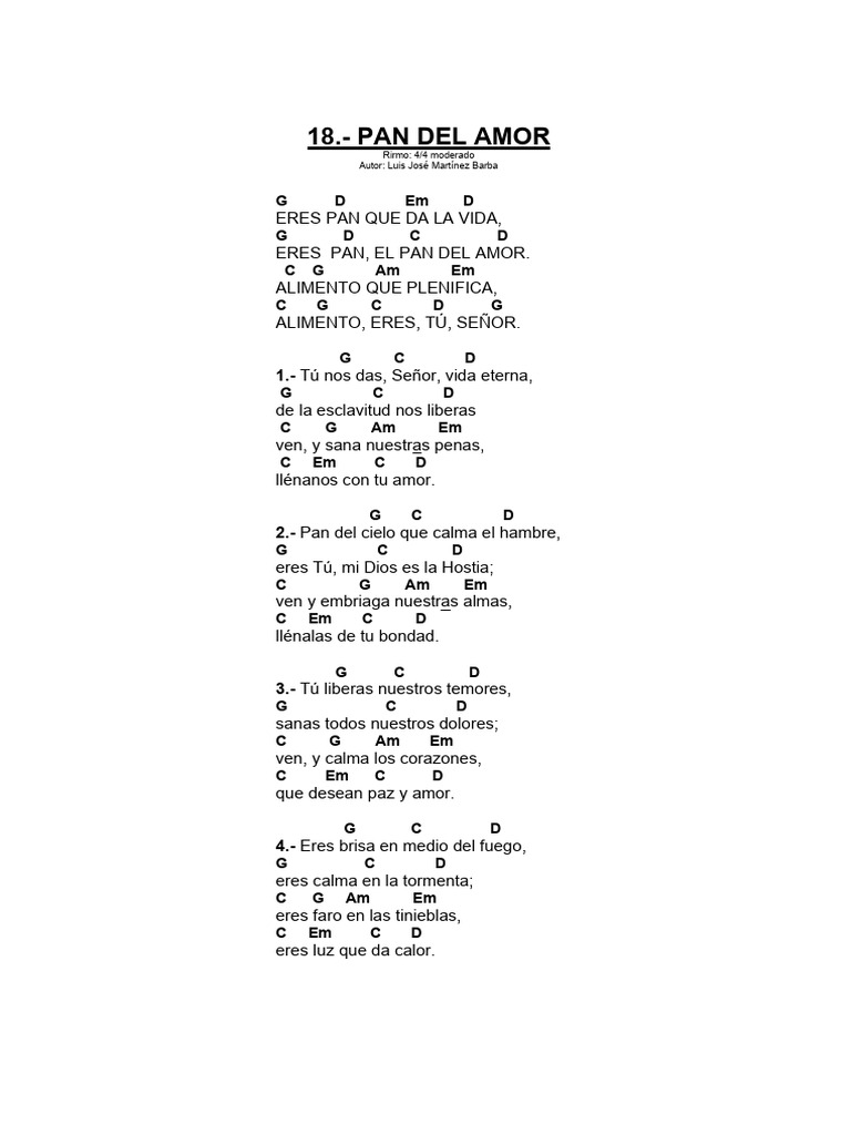 Pan del Amor: Letra y Acordes | PDF