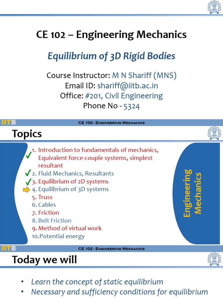 EM - Equilibrium of Rigid Bodies - 3D | PDF | Force | Physical Sciences