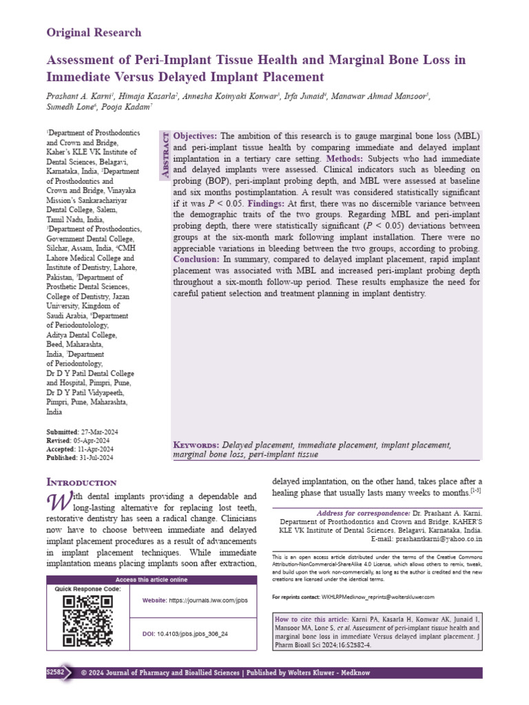 Assessment of Peri Implant Tissue Health And.218 | PDF | Dental Implant ...