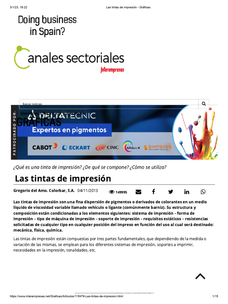 Composición y Tipos de Tintas de Impresión | PDF | Ultravioleta | Líquidos