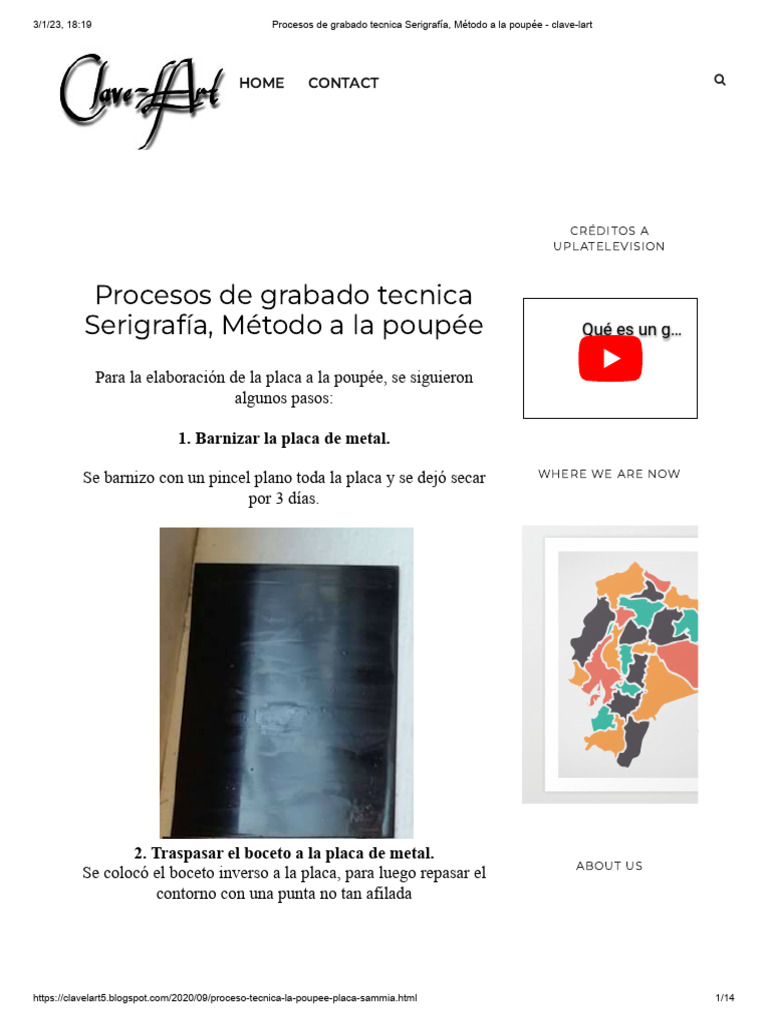 Procesos de Grabado Tecnica Serigrafía, Método A La Poupée Clave | PDF ...