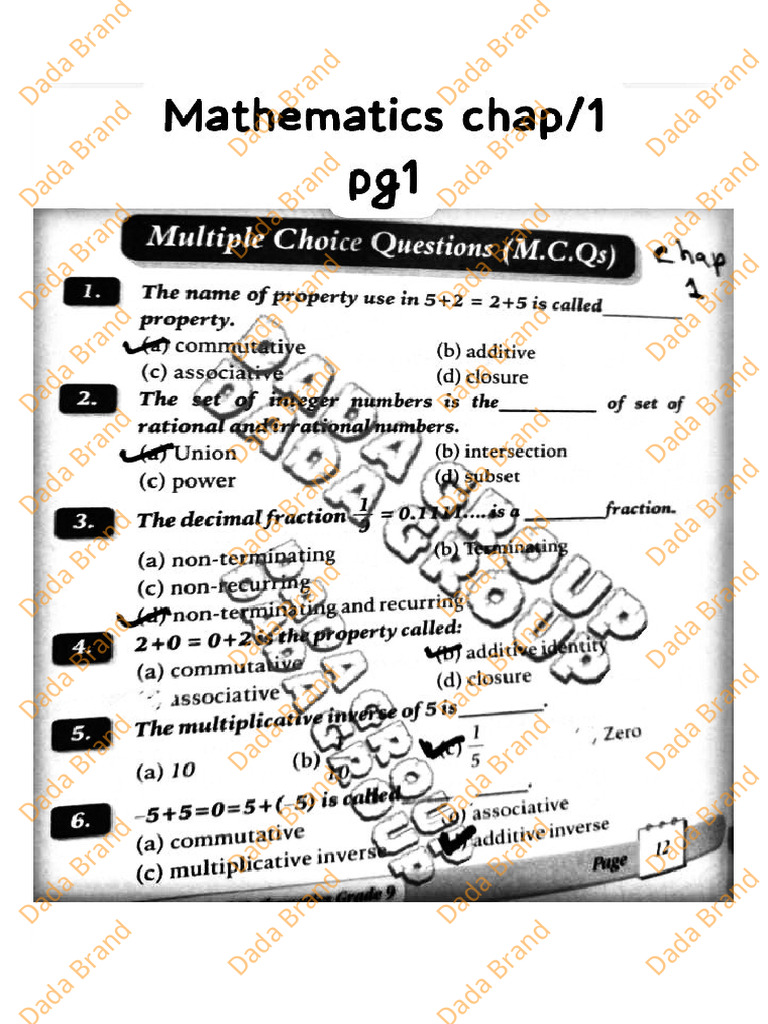 IX McqS Math Solve Answer All Chapter 2024 By Dada Brand(1)--1 | PDF