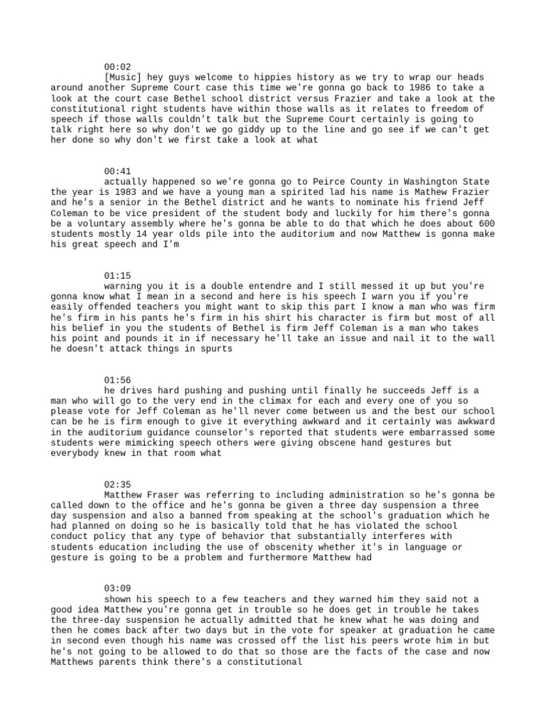 NoteGPT - Examining Student Free Speech - Bethel School District V ...