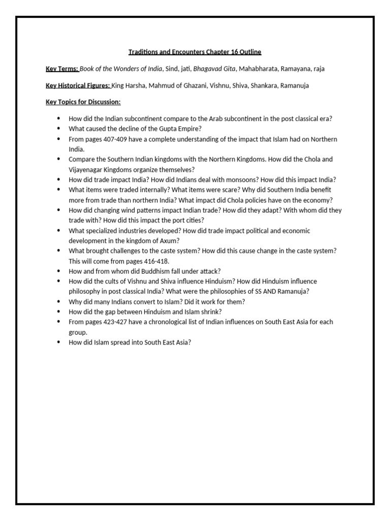 Traditions and Encounters Chapter 16 Outline | PDF