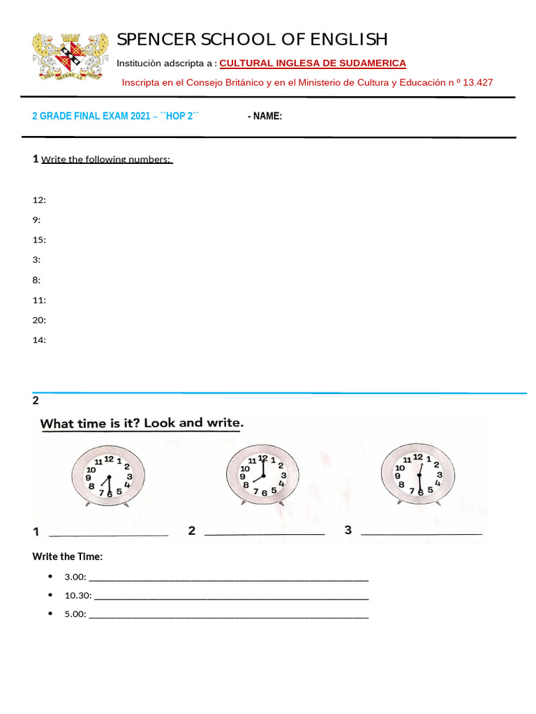 2 Grade Final Exam 2022 | PDF