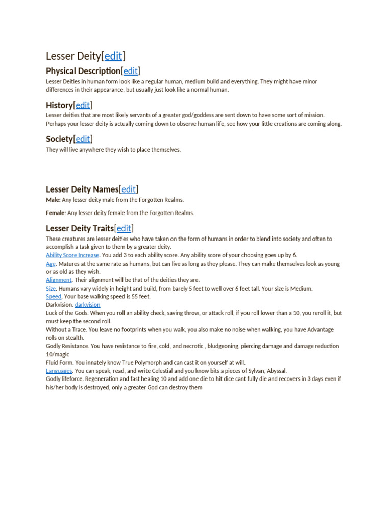 Lesser Deity | PDF