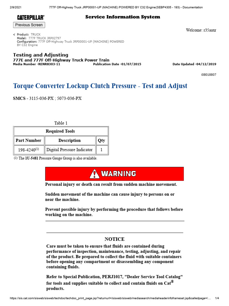 777F Off-Highway Truck JRP00001-UP (MACHINE) POWERED BY C32 Engine ...
