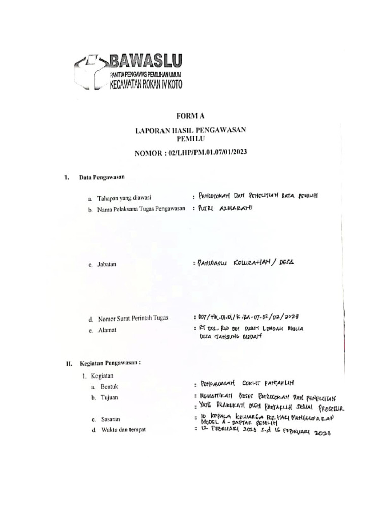 Form A Desa Tanjung Medan | PDF