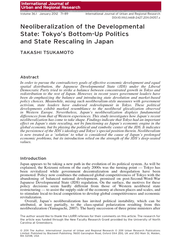 Neoliberalization of The Developmental State Tokyo | PDF ...