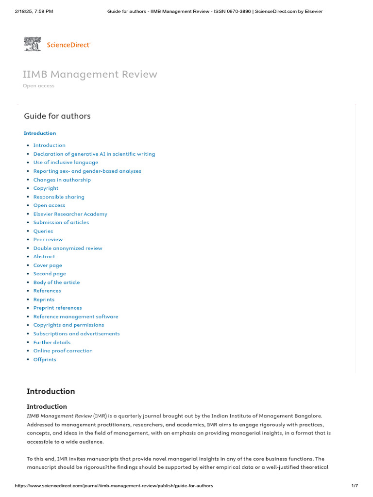 Guide For Authors - IIMB Management Review - ISSN 0970-3896 ...