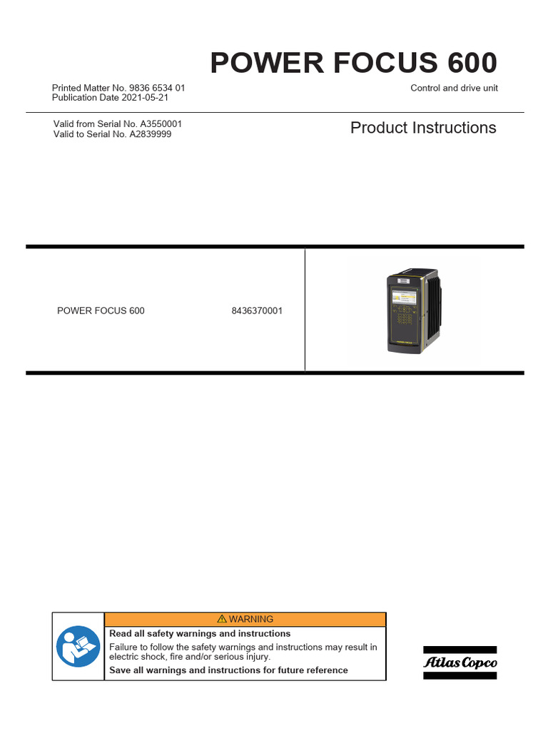ATLAS COPCO-Power Focus 600 | PDF | Safety