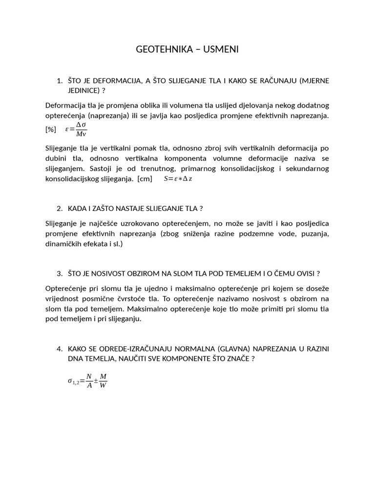 GEOTEHNIKA - Nul Pitanja | PDF