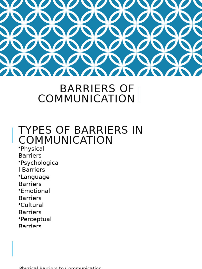 Barriers of Communication | PDF