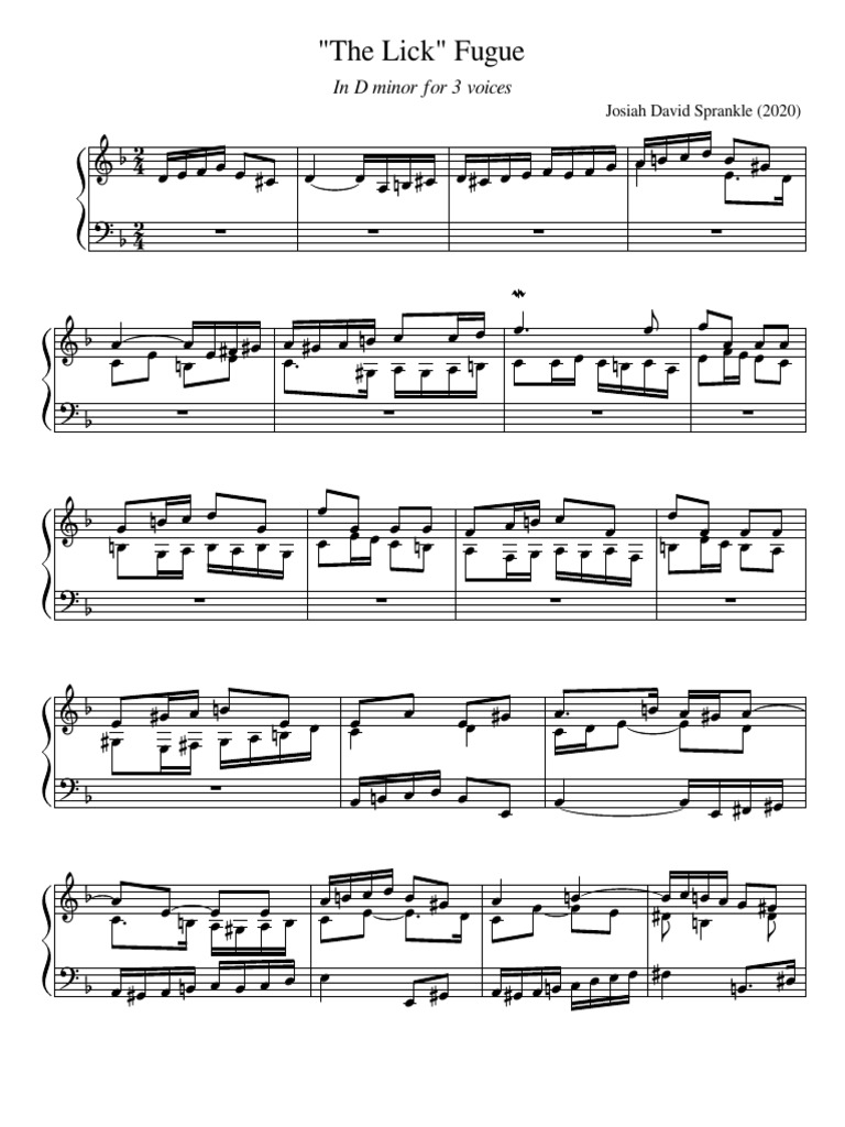 The Lick Fugue | PDF | Musical Compositions