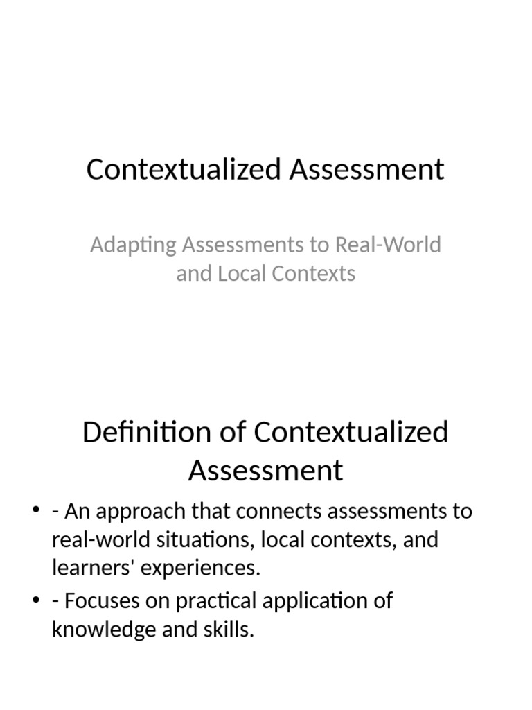 Contextualized Assessment Presentation Pdf