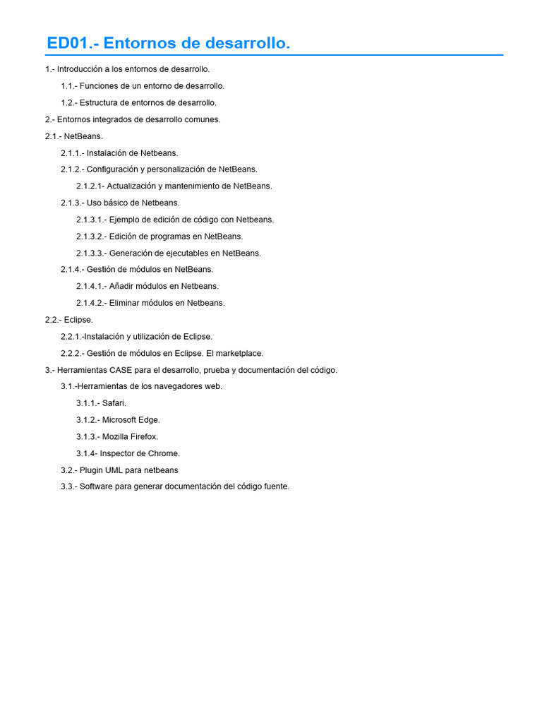 ED01. - Entornos de Desarrollo | PDF | Entorno de desarrollo integrado ...