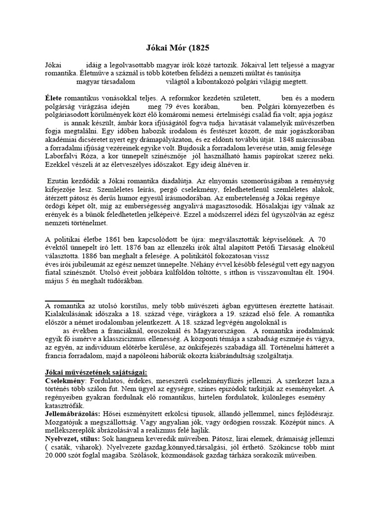5 Jókai Mór Aranyember | PDF