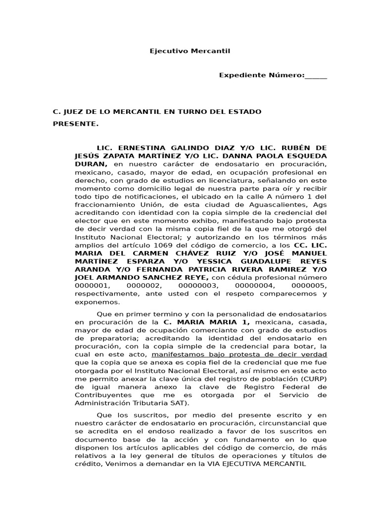 Demanda Ejecutiva Mercantil | PDF