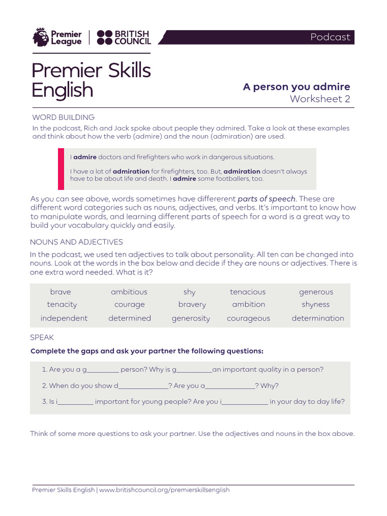 WS-2 - A Person You Admire Vocabulary2 | PDF