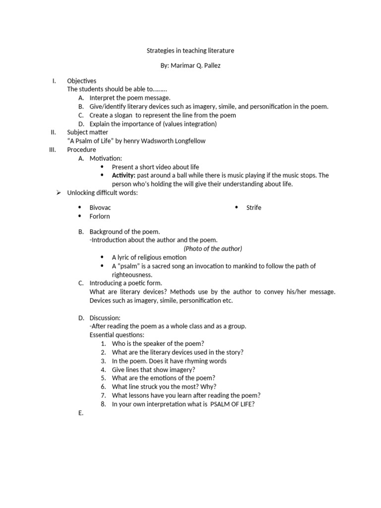 Teaching Strategies for Analyzing Poetry | PDF