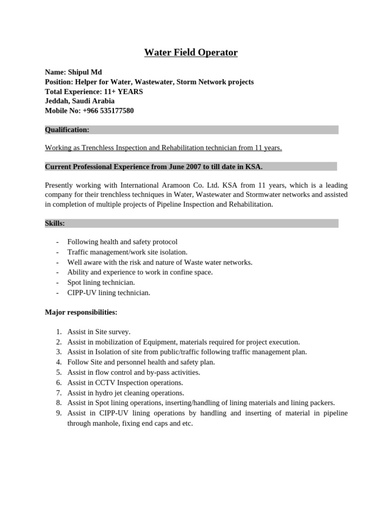 Sipul (W FO) CV | PDF