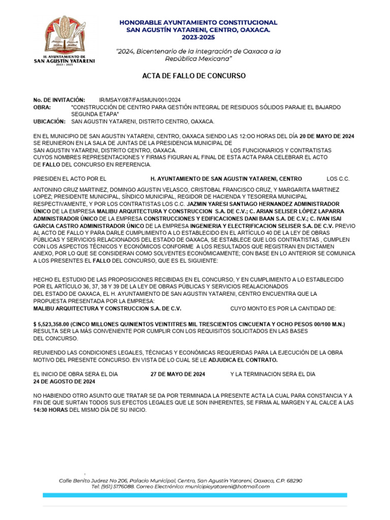Acta de Fallo Cgirs | PDF | Gobierno local | Gobierno